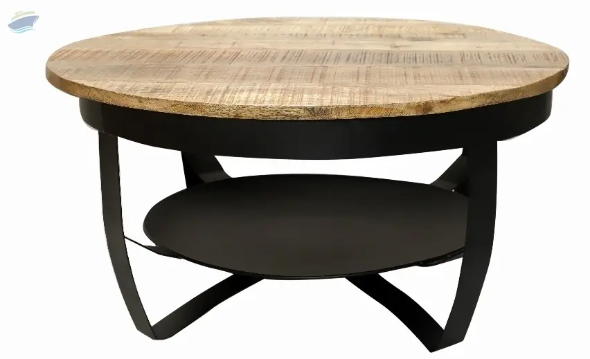 Iron & Mango Wooden Set Of 2 Round Coffee Table by Ratan Art And Craft ...