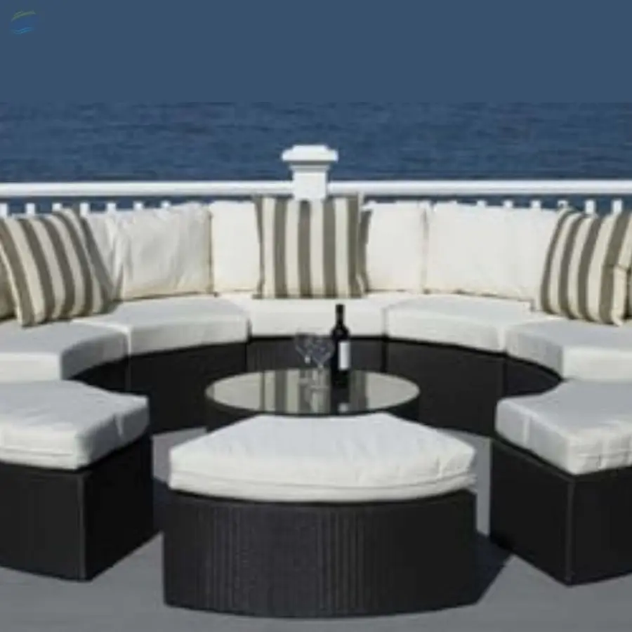 Wicker Cane 8 Seater Half Round Back Sofa by Jagaran Enterprise ...