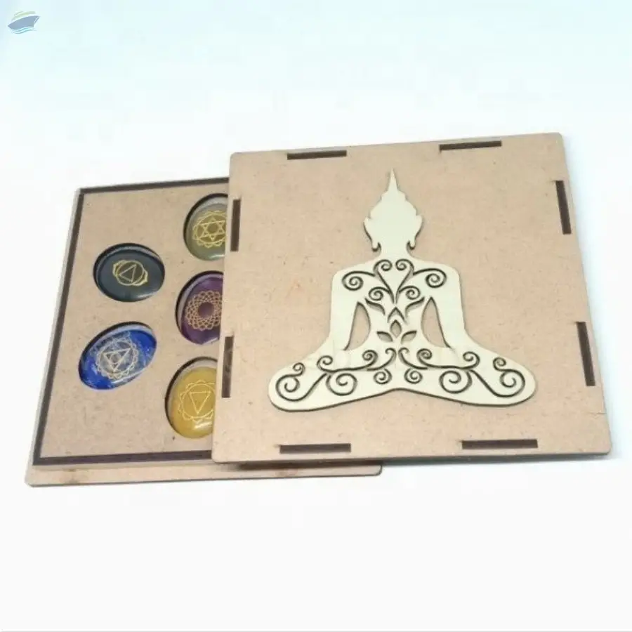 7 Chakras Oval Reiki Set With Buddha Wooden Box by H S R Enterprises ...
