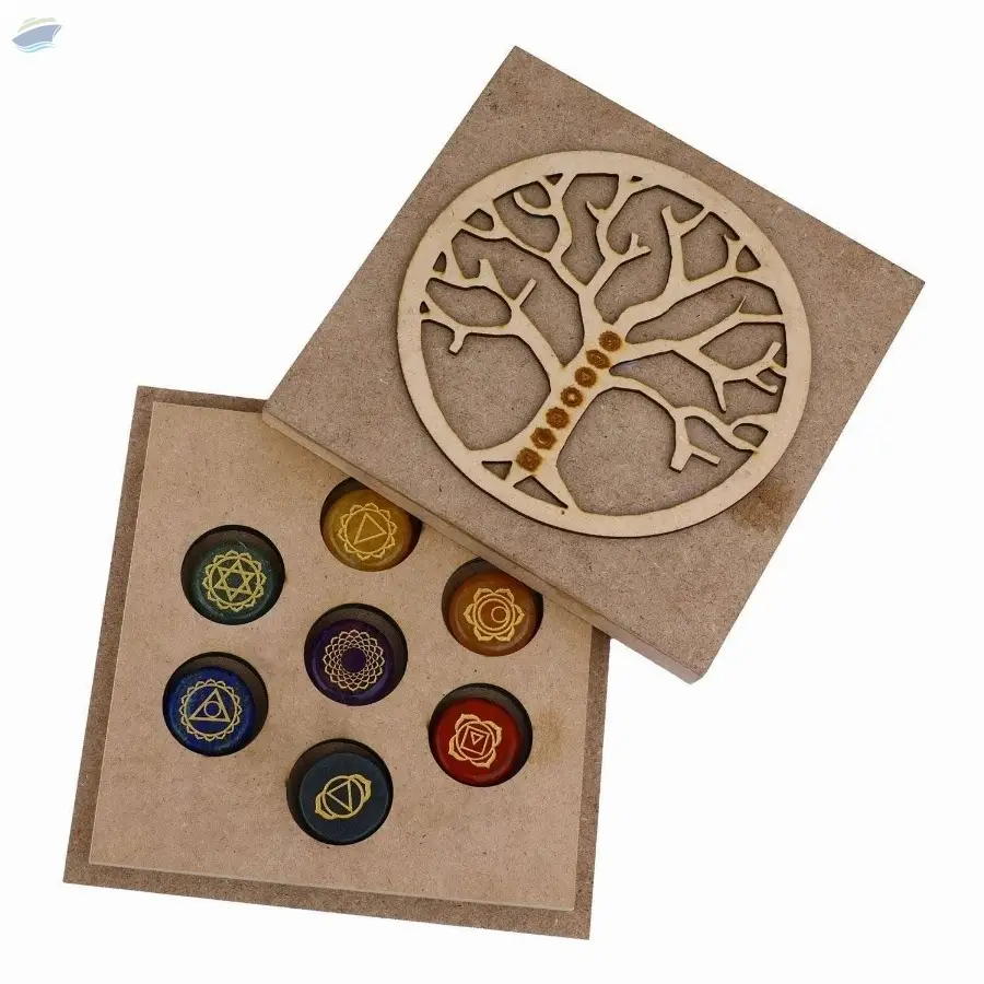 7 Chakras Round Reiki Set With Tree Of Life Box by H S R Enterprises ...