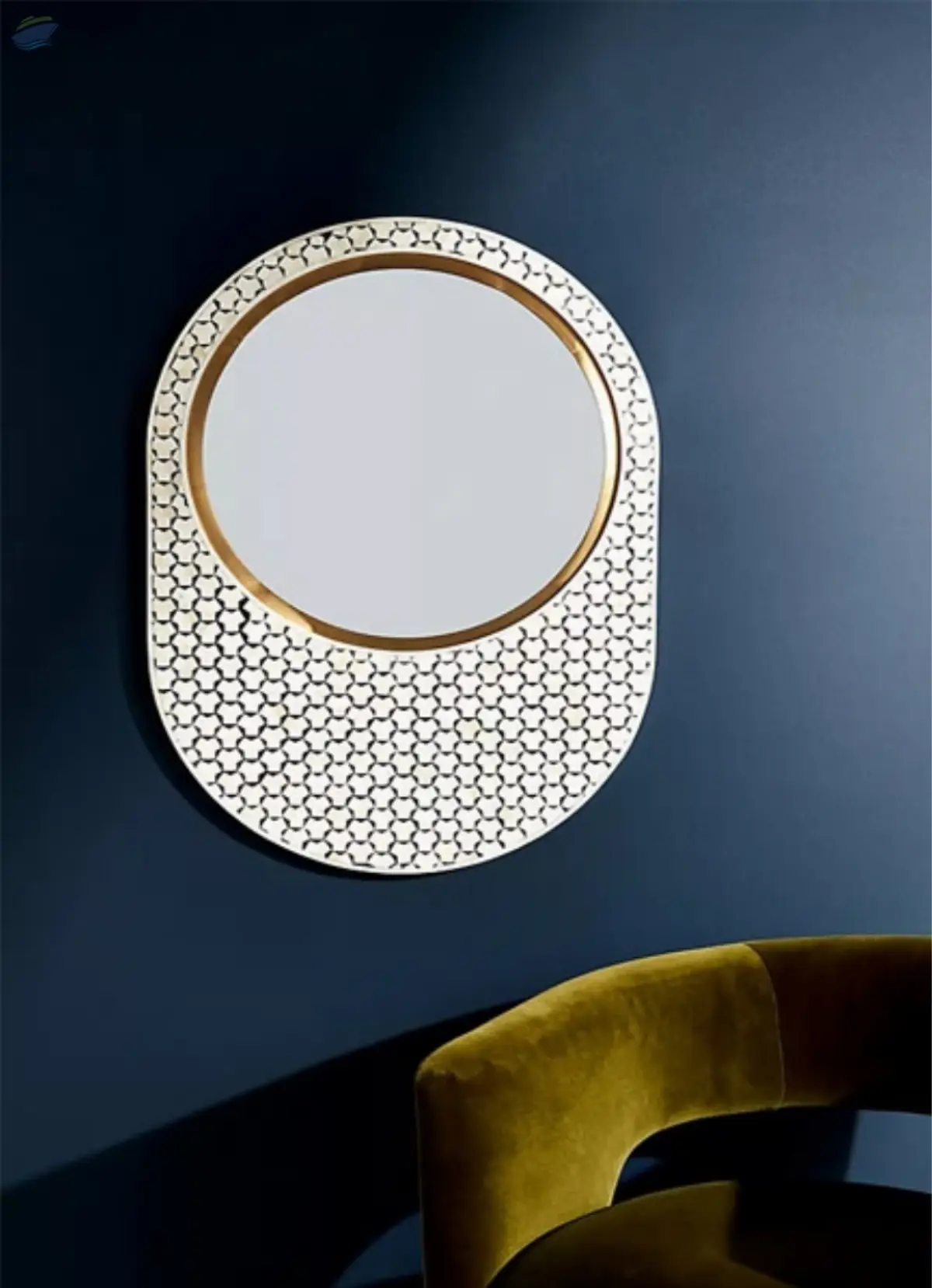 Bone Inlay Collin Round Mirror Frame by Navigate Exim Private Limited ...