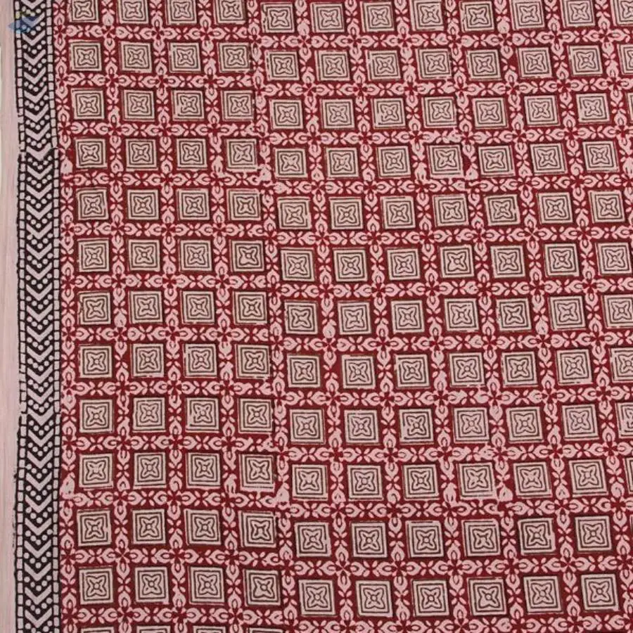 Bagh Geometric Hand Block Printed Cotton Fabric by Aditya Consultant ...