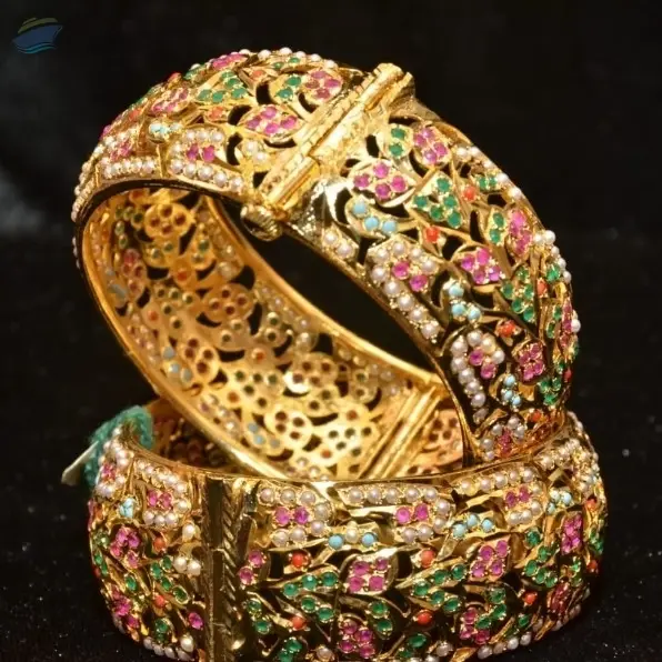Gold Plated High Finishing Jadau Bangles by Shri Sahib Jewellers. Supplier from India. Product ...