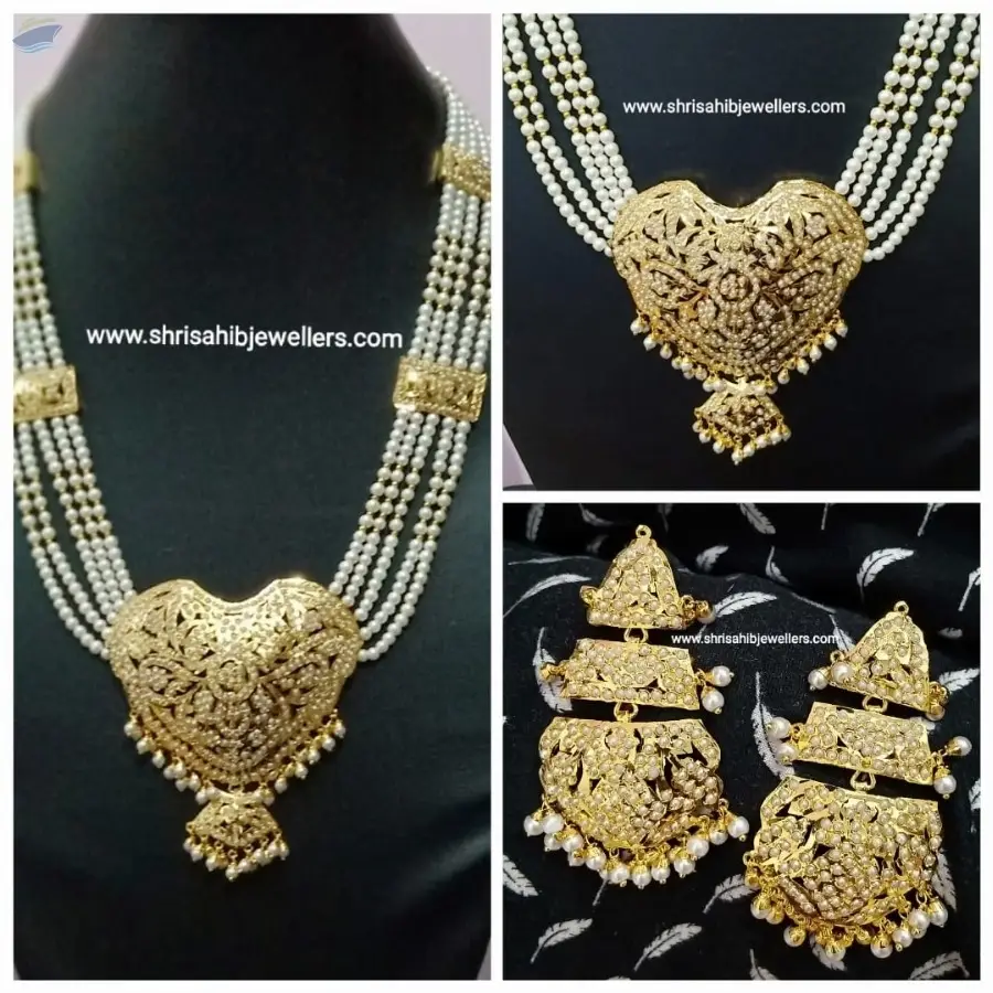 Gold Plated Jadau Rani Har White by Shri Sahib Jewellers. Supplier from ...