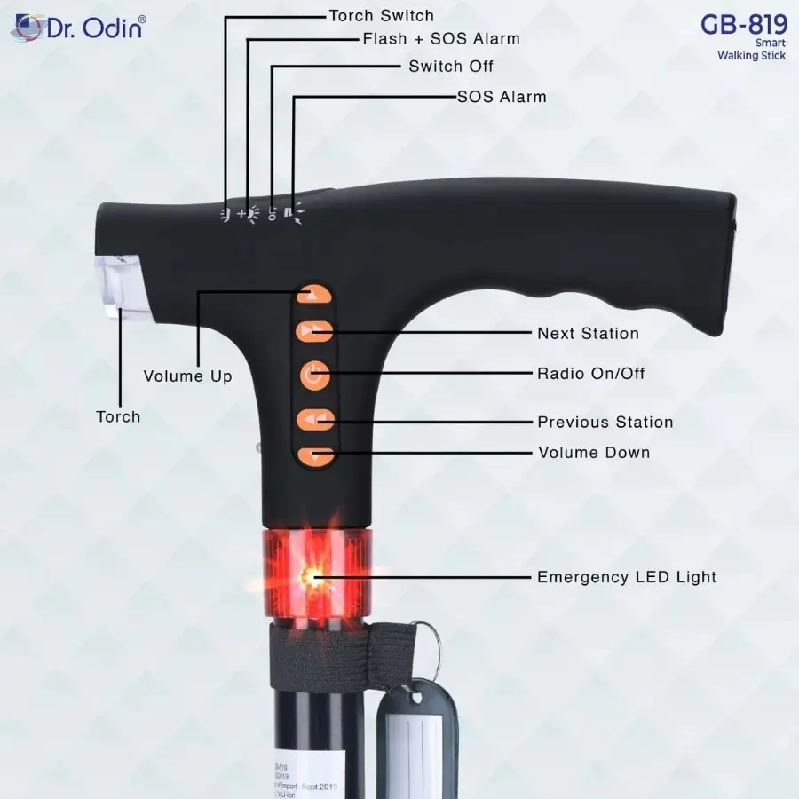 Smart Walking Stick Foldable by Odin Healthcare Pvt. Ltd.. Supplier from India. Product Id 1642564.