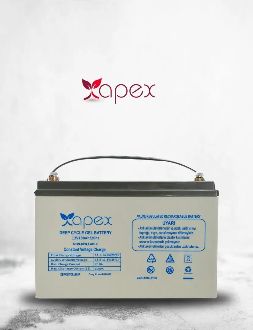 Apex 12 Volt 100 Ampere Gel Battery by Electro Zirve Enerji Biliim San ...